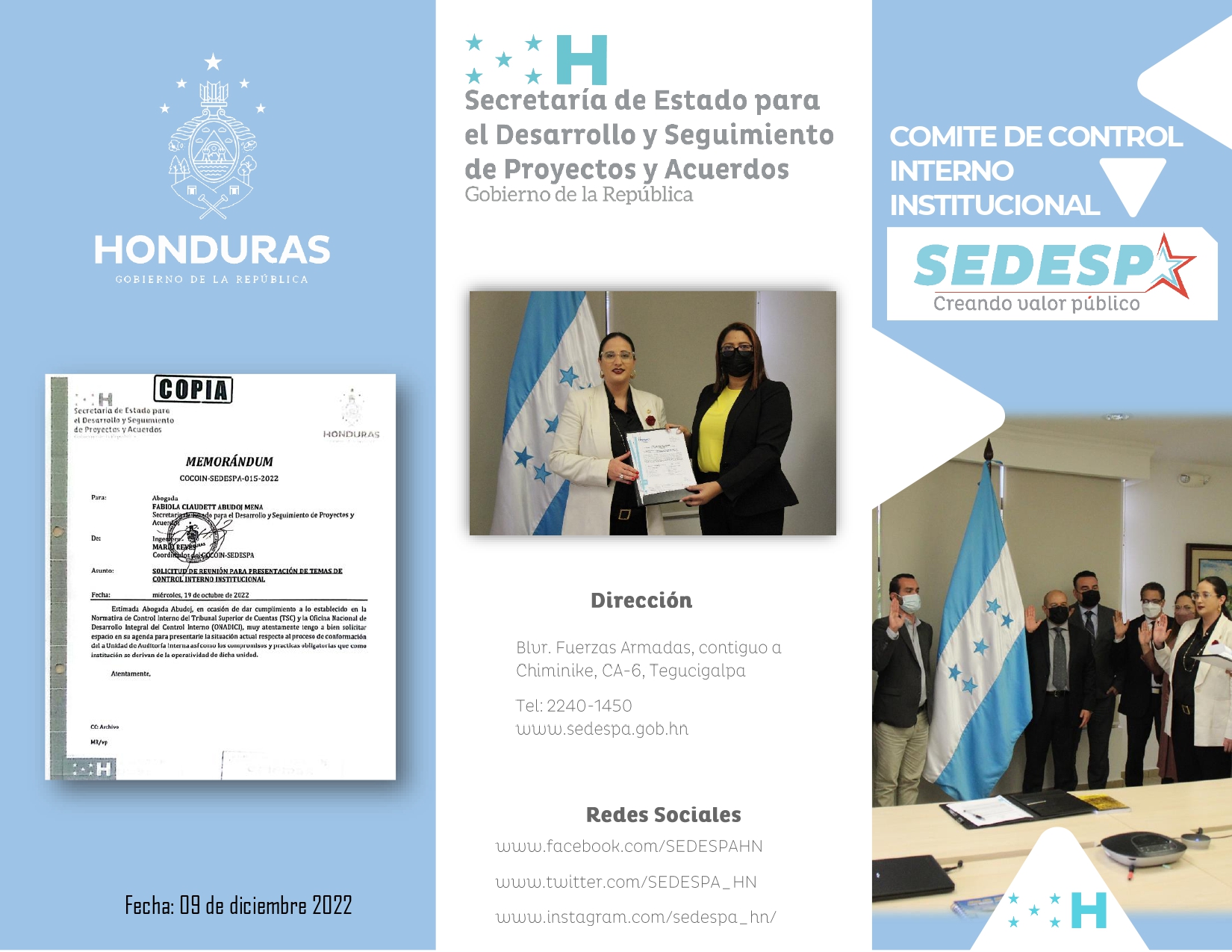 Trifolio de la Secretaría de Estado para el Desarrollo y Seguimiento de Proyectos y Acuerdos ...